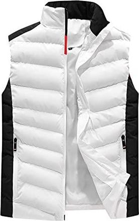 Generic Gilet matelass&eacute; pour homme - Chaud - Doudoune pour homme - Avec fermeture &eacute;clair - Col montant - Grandes tailles - Veste thermique avec poches - Gilet