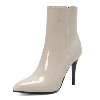 Generic Bottines &agrave; talons aiguilles m&eacute;talliques pour femme avec fermeture &eacute;clair lat&eacute;rale et bout pointu, kaki, 40.5 EU