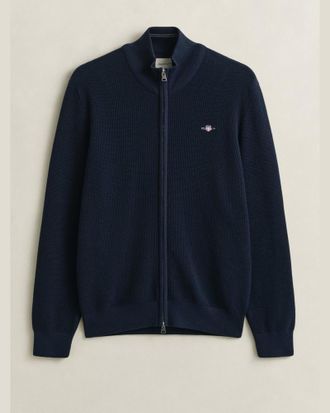 GANT Cardigan aus Baumwolle mit Zip mit Logo-Stickerei in