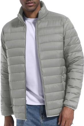 Generic Vestes dhiver pour homme - Manteau bouffant isolé, chaud, court, pliable, léger, veste matelassée à col montant, manteau dhiver dextérieur avec fermet