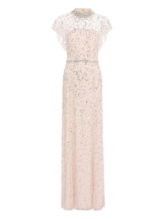 Jenny Packham robe ornée de cristaux à col montant - Tons neutres