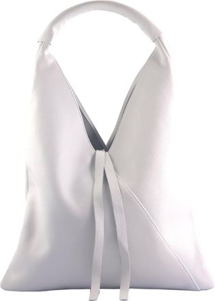 modamoda.de T260 Damen Leder Schultertasche Shopper Elegant Alltagstauglich handmade in Italy, Farbe:Wei&szlig;