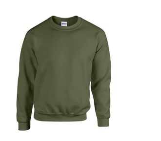 Gildan Herren Sweatshirt aus Fleece mit Rundhalsausschnitt, Stil G18000/1x Military Green & 1x HL Kauf Notizblock, XXL