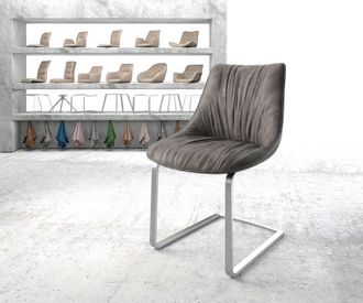 DELIFE Schwingstuhl Elda-Flex Anthrazit Vintage Freischwinger flach Edelstahl, Esszimmerstühle