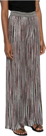 Missoni Femme, Pantalons, Multicolore, Taille: 38 FR Pantalon large m&eacute;tallis&eacute; &agrave; rayures