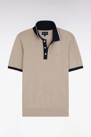 Eden Park Pull Manches Courtes &Agrave; Col Polo En Coton Beige Coupe Droite