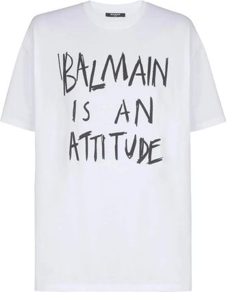 Balmain Homme, Tops, Blanc, Taille: XL T-shirt imprim&eacute;