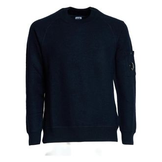 C.P. Company Merino Woll Filz Strickpullover mit Rundhalsausschnitt - - Knitwear - Herren - Blau - L