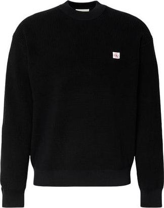 Calvin Klein rechter Pullover rund Baumwollrunde - Schwarz