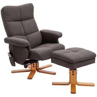 HOMCOM Fauteuil relax avec repose-pieds, espace de rangement, fauteuil de massage électrique avec fonction de couchage, fauteuil TV pivotant avec poche latér