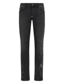 Philipp Plein Super Straight Cut Jeans Paint - - Jeans - Herren - Schwarzk - W32