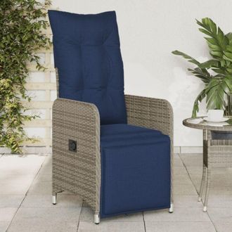 vidaXL Vidaxl - Chaise de jardin inclinable avec coussins en r&eacute;sine tress&eacute;e grise