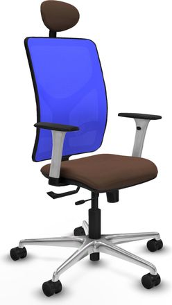 Piqueras y Crespo B&uuml;rostuhl, Kopfst&uuml;tze mit wei&szlig;en und schwarzen Armlehnen, h&ouml;henverstellbare Lendenwirbelst&uuml;tze und festes Kopfteil, ausgestattet mit Syncro/Traslack. 