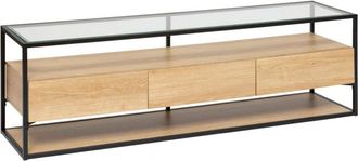 Atmosphera Atmosphera - Meuble tv 3 tiroirs effet bois et verre aldea