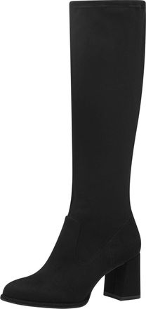 Tamaris Damen Langschaft-Stiefel Textil Blockabsatz Vegan; BLACK, EU 37