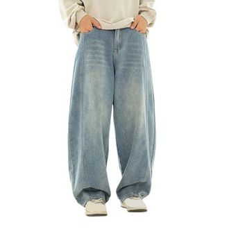 Generic Jean Homme Jeans Homme Week-End/Voyage Pantalon en Jean Lavage Ancien D&eacute;coupe Assemblage - Design Split Original, Coupe Ample R&eacute;tro pour Look Casual D