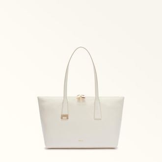 Furla Olivia Tote-bag M Panna Wei&szlig; Genarbtes Kalbsleder Damen