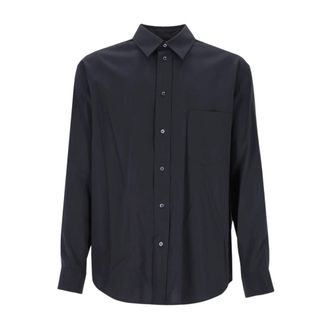 Emporio Armani Viskose-Langarmhemd mit Brusttasche - - Shirts - Herren - Blau - L