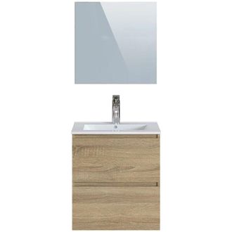 PEGANE Pegane - Meuble de salle de bain en m&eacute;lamine coloris ch&ecirc;ne - Longueur 60 x profondeur 45 x Hauteur 85 cm