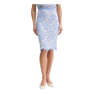 Fracomina Schmal geschnittener Midirock mit Spitze - - Skirts - Damen - Blau - 2XS