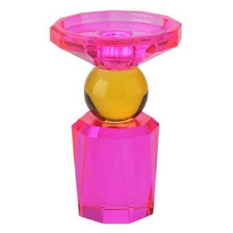 Giftcompany Sari, Kristallglas, Kerzenhalter, Kugel, Oktagon, pink/orange, gs, 9,5x14,5x9,5cm