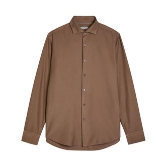 Canali Homme, Chemises, Brun, Taille: XL Chemise en coton et soie