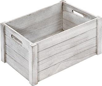KESPER Aufbewahrungsbox 66451 aus Pappel-Sperrholz, Antik wei&szlig;/Allzweckkiste 30,5 x 20,5 x 16 cm/Holzkiste
