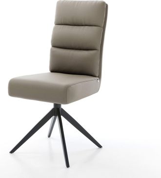 DELIFE Drehstuhl Pela-Flex Echt-Leder Schlamm Kreuzgestell breit Schwarz 360° drehbar Wippfunktion Taschenfederkern, Esszimmerstühle