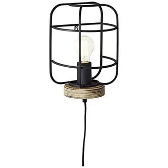 Brilliant lampe, applique murale Gwen bois antique / corindon noir, m&eacute;tal / bois, 1x A60, E27, 52W, lampes normales (non incluses), A ++