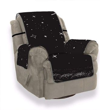 A.Monamour Sofabezug Sofa&uuml;berwurf Sesselschoner Hand Gezeichnete Skizze Sternenhimmel Sterne In Der Nacht Samt Sesselbezug Sesselhusse Sessel Abdeckung Sesselsch