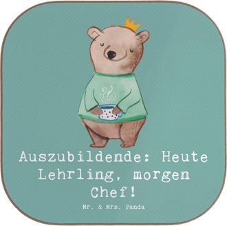 Mr. & Mrs. Panda Glasuntersetzer Auszubildende Chef - Geschenk, Beruf, Untersetzer Gl&auml;ser, Berufe, Berufseinsteiger, Azubi, Coaster, Motivation, Ausbildung, Berufslieb