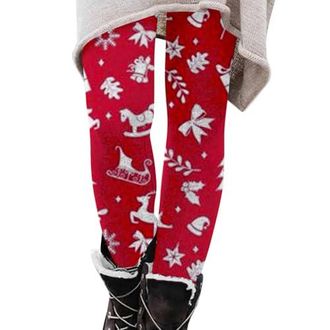 Generic Legging dhiver pour femme - Legging taille haute pour femme - Chaud et confortable - Coupe ajustée - Pantalon de Père Noël - Pantalon de survêtement -