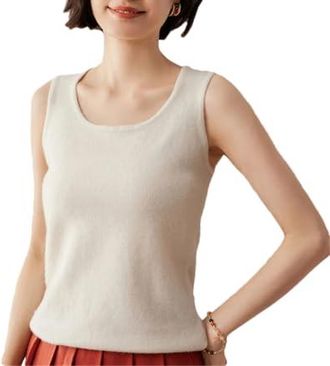 Generic D&eacute;bardeur en cachemire pour femme - Col rond - En tricot doux, blanc, M