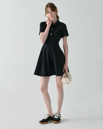 Kate Spade New York Kate Spade Polo-Minikleid Aus Krepp Mit Goldenen Kn&ouml;pfen f&uuml;r Frauen in Schwarz, Gr&ouml;&szlig;e: 30 | KREPP