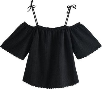 Next Carmenbluse Bardot-Kurzarmoberteil mit Trägern aus Baumwolle (1-tlg)