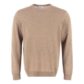 THE (ALPHABET) Kaschmir Strickpullover mit Rippenb&uuml;ndchen - - Knitwear - Herren - Braun - L