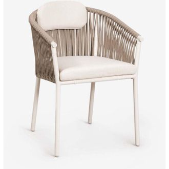 Sklum Pack aus 2 stapelbaren Gartenst&uuml;hlen mit Armlehnen aus Aluminium und geflochtener Ondina-Schnur Beige Tapioca