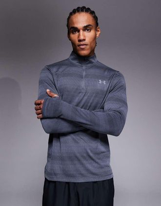 Under Armour Velociti - T-shirt &agrave; col zipp&eacute; - Gris granit
