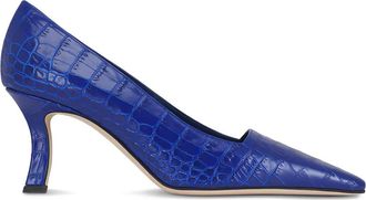 Manolo Blahnik escarpins &agrave; effet peau de crocodile - Bleu