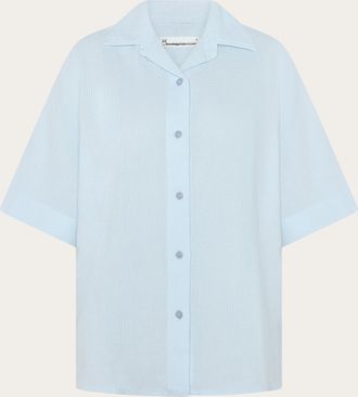 Knowledge Cotton Apparel Damen vegan Hemd Damen Struktur Kurzarm Skyway Hellblau