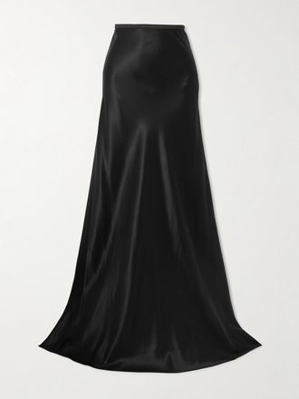 Saint Laurent Maxirock Aus Seidensatin - Schwarz