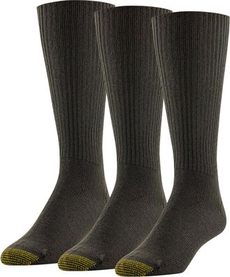 Gold Toe Herren Fluffies Crew Socken, Multipairs, Braun (3 Paar), Large