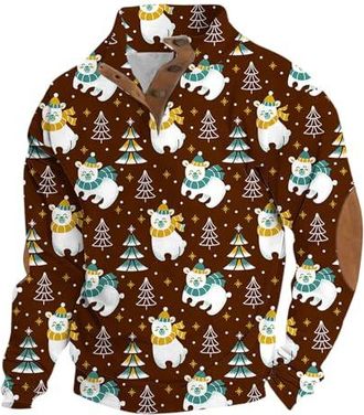 Generic Pull à col rond pour homme - Sweat de Noël tendance flocon de neige imprimé graphique - Sweat surdimensionné à manches longues - Col montant - Pull dé