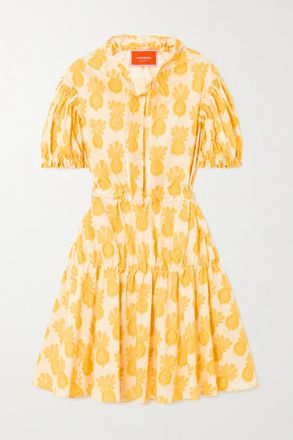 La DoubleJ Biscotto Minikleid Aus Bedruckter Baumwollpopeline - Gelb