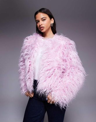 Kiwi & Co Esme - Jacke in Rosa aus mongolischem Kunstpelz
