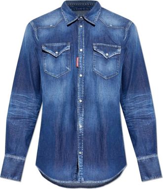 Dsquared2 Homme, Chemises, Bleu, Taille: L Chemise en denim &agrave; effet vieilli