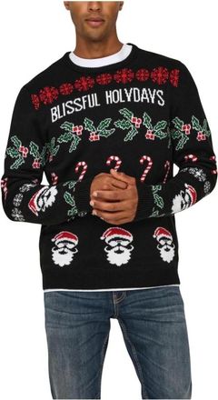 Only & Sons Only & Sons, Homme, Pulls, Multicolore, Taille: L Pull Imprim&eacute; &agrave; Col Rond et Manches Longues