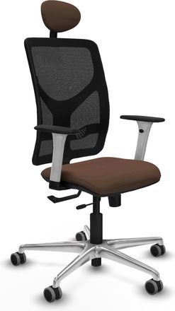 Piqueras y Crespo Computerstuhl mit wei&szlig;en und schwarzen Armlehnen, h&ouml;henverstellbarer Lendenwirbelst&uuml;tze und festem Kopfteil, ausgestattet mit Syncro/Traslack. Schwarz