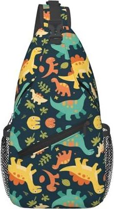 Generic Casual Sacoche Port&eacute; &eacute;paule Animaux Dinosaures Art Sac Bandouli&egrave;re Polyester Sac &agrave; Poitrine pour Camping Voyage Femme