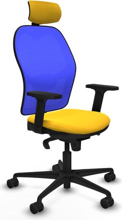 Piqueras y Crespo Chorquera mit 2D-Armlehnen, h&ouml;henverstellbarer Lendenwirbelst&uuml;tze und h&ouml;henverstellbarem Kopfteil, Blau/Gelb
